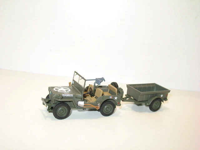 1:43 ATLAS, MILITARY JEEP WILLYS machine gun + trailer £7.90 - PicClick UK