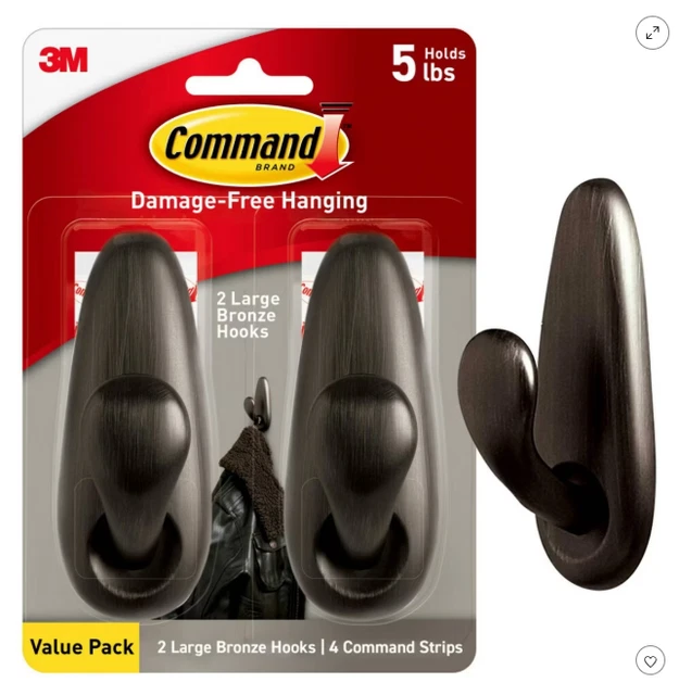 COMMAND HOOK VALUE Pack 5 lb. Large Brushed Oil Rubbed Bronze 2 pack £21.49 - PicClick UK