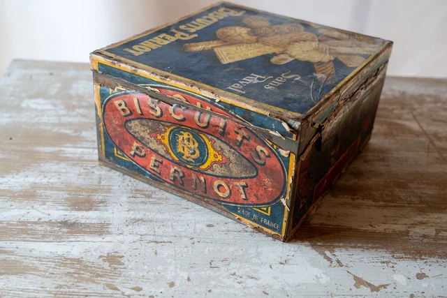 BOÎTE À BISCUIT ancienne Pernot en métal tôle EUR 30,00 - PicClick FR