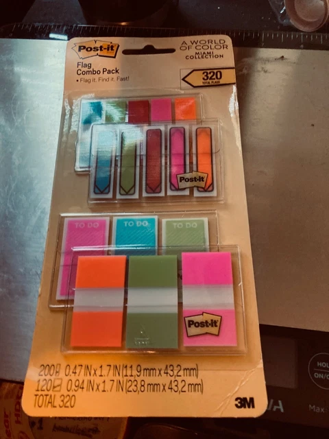 POST-IT FLAGS ASSORTED Color Combo Pack, 320 Flags Total, 200 1-Inch ...