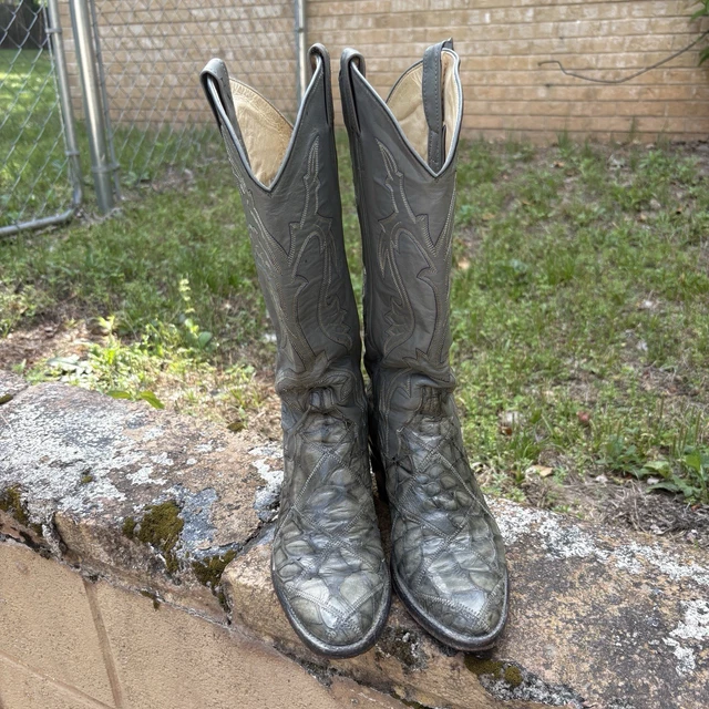 VINTAGE LARRY MAHAN Exotic Scale Boots Rare Western Cowboy Leather 6.5B ...
