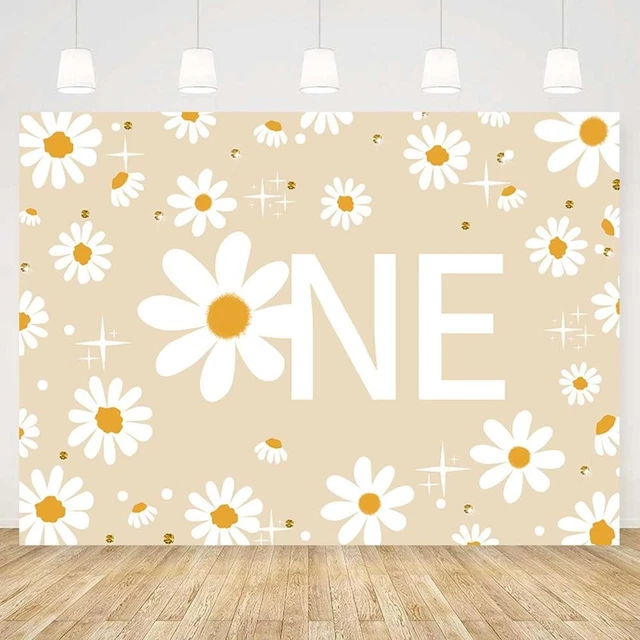 7X5FT DAISY FIRST Birthday Backdrop Retro Boho Daisy Floral Birthday ...