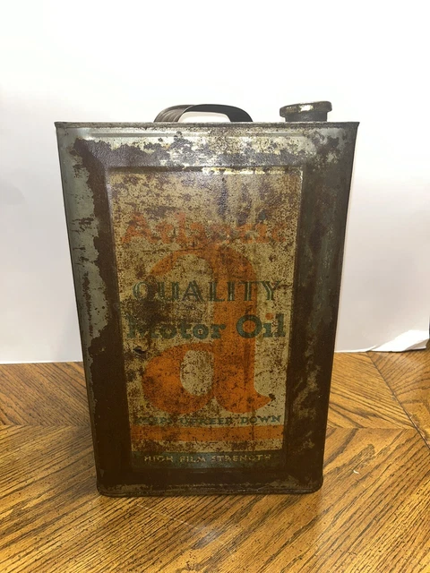 VTG ANTIQUE 1920S Atlantic Motor Oil 5 Gallon Can Square Body $129.99 ...