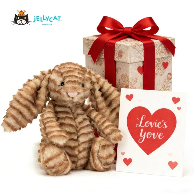 JELLYCAT LUXE BUNNY Juniper 31cm Striped Fur PLUSH BNWT & Dust Bag UK £ ...