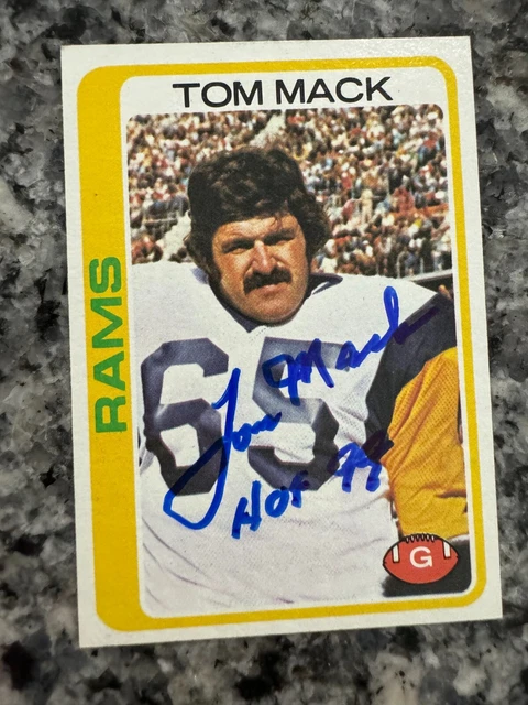 CARTE TOM MACK signée LOS ANGELES RAMS 1978 Topps HOF 99' EUR 7,72 ...
