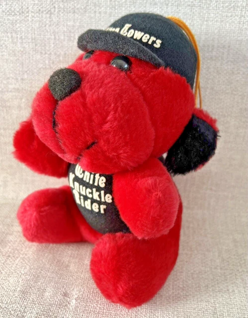 VINTAGE ALTON TOWERS Soft Toy 80s Red Dog White Knuckle Rider Plush 7 ...