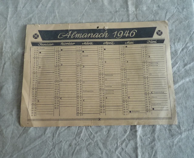 ALTER KALENDER VON 1946 - Almanach - Papier beidseitig bedruckt EUR 6,50 - PicClick DE
