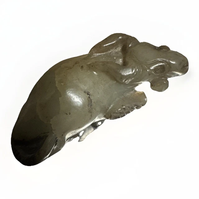 ANTIQUE CHINESE GREEN Jade Beast Carving Qing Dynasty Late 19th Century ...