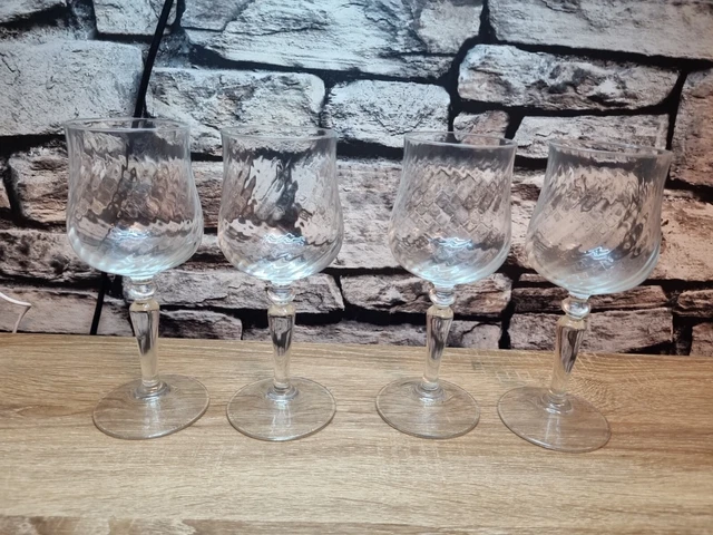 ARCOROC FRANCE SPIRAL Flared Bowl Clear Wine Ball Stems £12.95 ...