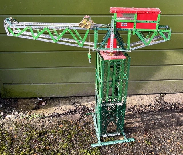 VINTAGE MECCANO SUPER Model Giant Block-Setting Crane Metal Toy Shop ...