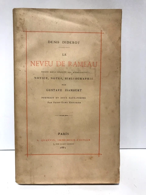 PHILOSOPHIE RARE DIDEROT Le Neveau De Rameau Illustré G. Isambert 1883 ...