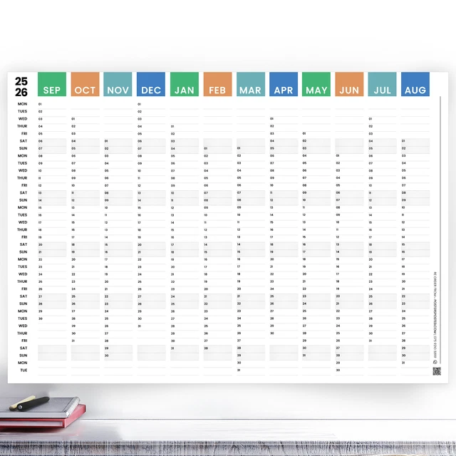 2025 -2026 ACADEMIC Mid Year Wall Planner Calendar Home Office School ...