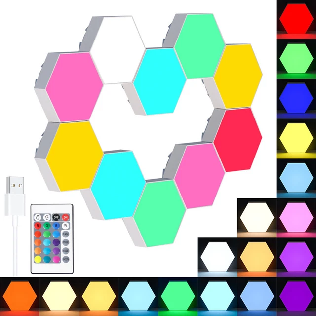 RGB LED HONEYCOMB Wall Lights DIY Panel USB Remote Touch Hexagon ...