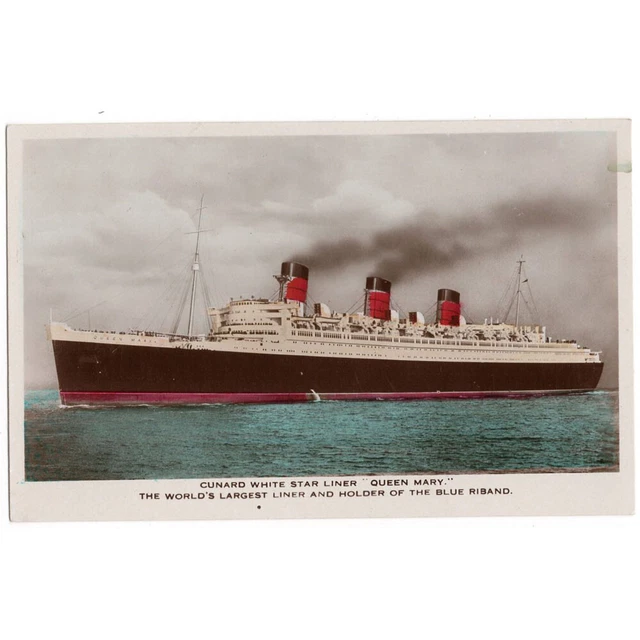 RMS QUEEN MARY Cunard White Star Liner Blue Riband Holder RP Postcard ...