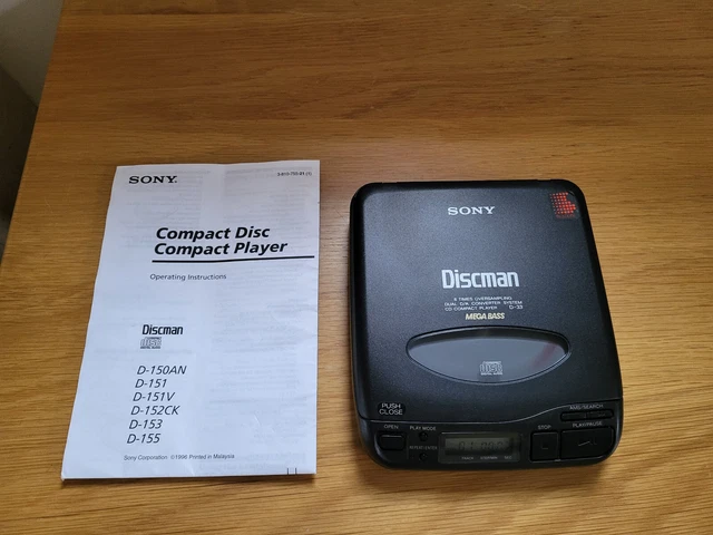 WALKMAN SONY D-33 Discman Personal CD Player - MEGA BASS - 16Bit Linear ...