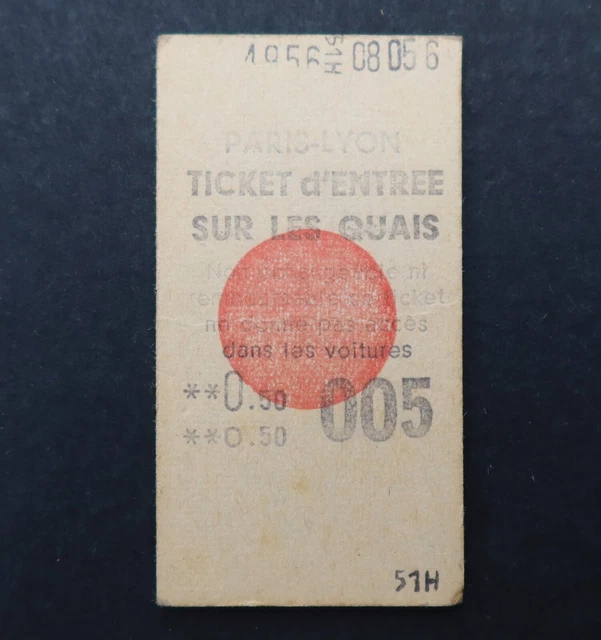 ANCIEN TICKET DE quai train PARIS LYON 005 SNCF 33 EUR 5,00 - PicClick FR