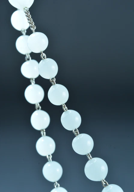 NAPOLEON III ERA Rare Opaline Glass& Silver Antique French Hand Rosary ...