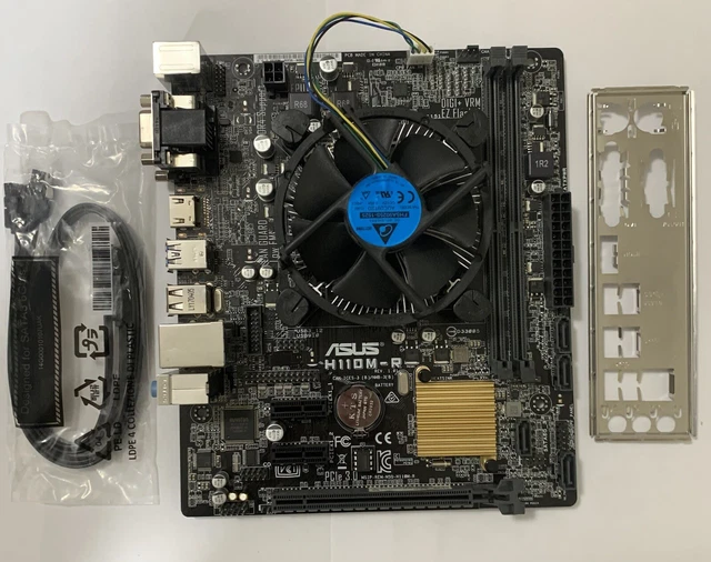 ASUS H110M-R MOTHERBOARD , with Heatsink, back plate, and 2 sata cables. £31.91 - PicClick UK