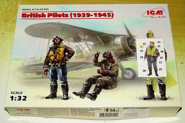 LOT ICM (32105) Master Box figurines pilotes RAF 1/32 British Pilots ...