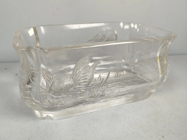 JARDINIERE VERRE MOULÉ Pressé Aux 3 OISEAUX Verrerie Decor Lac Animaux B32 EUR 31,50 - PicClick FR