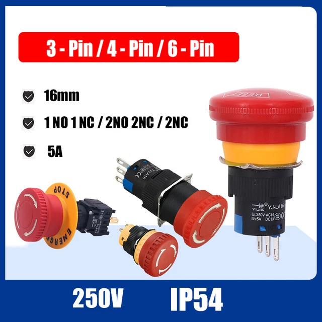16MM EMERGENCY STOP Push Button Switch E-STOP Latching 1NO 1NC / 2NO 2NC / 2NC $5.60 - PicClick AU