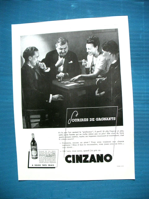 PUBLICITE DE PRESSE Cinzano Vin Aperitif Jeu Cartes Sourires De ... PUBLICITE DE PRESSE Cinzano Vin Aperitif Jeu Cartes Sourires De ...