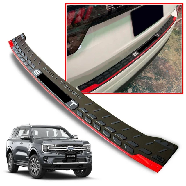 REAR BUMPER PROTECT Plate Guard Matt Black White Logo For Ford Everest ...