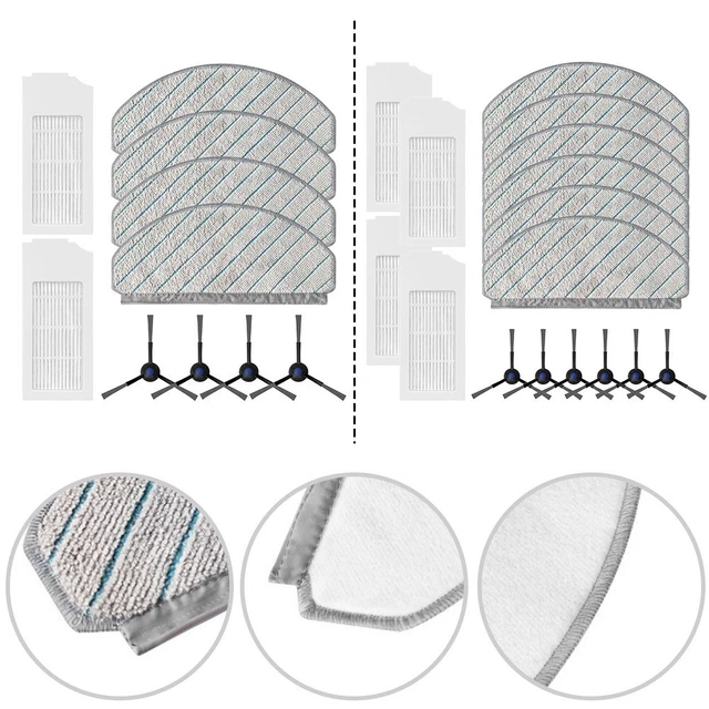 REPLACEMENT PARTS ROBOT Mop Kit Nylon Side Brushes Microfiber Cleaning ...
