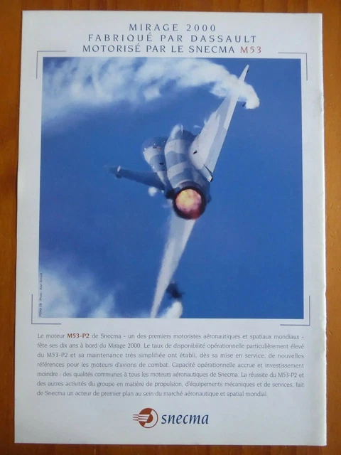 6/1994 PUB SNECMA M53 M53-P2 Aircraft Engine Dassault Mirage 2000-5 ...