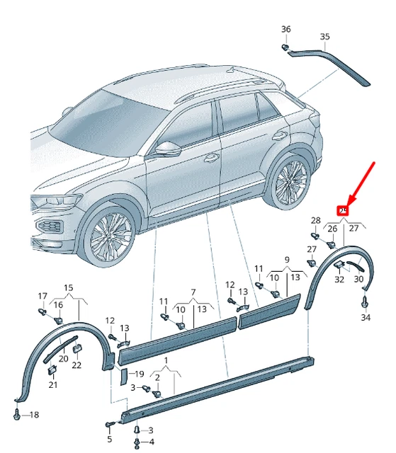 VOLKSWAGEN T-ROC A11 Stampaggio parafango posteriore destro ...