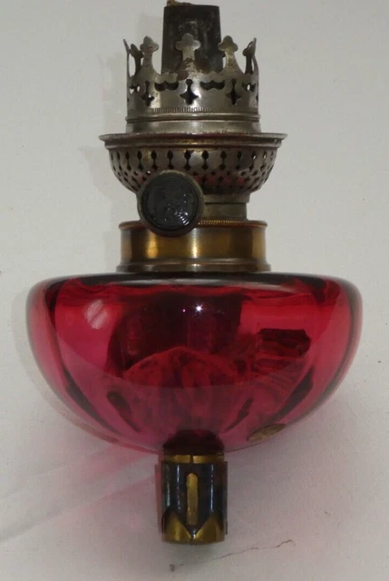 SUPERB ST LOUIS Red Crystal Glass Piano Oil Lamp Top Baccarat £107.84 ...