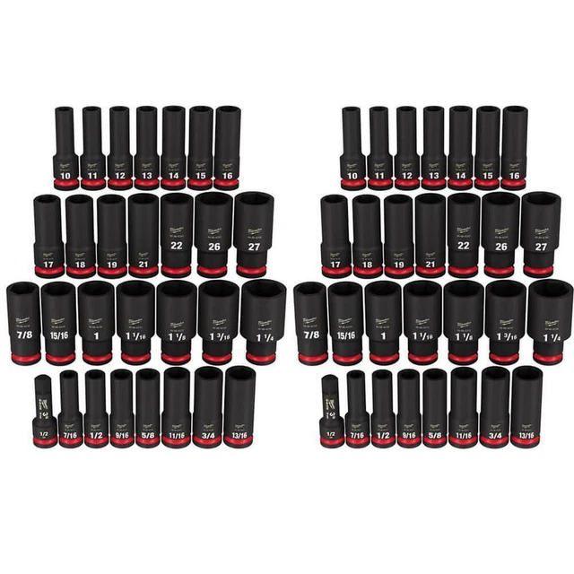 MILWAUKEE IMPACT SOCKET Set 58-Piece+Dual Hole Design+Ring Groove ...