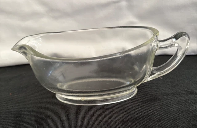PYREX GRAVY/CUSTARD BOAT, clear tempered glass, footed, England, 1950s ...