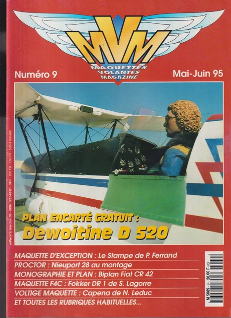 MVM N°09 PLAN : Dewoitine D-520 / Stampe / Nieuport 28 / Fiat Cr42 ...