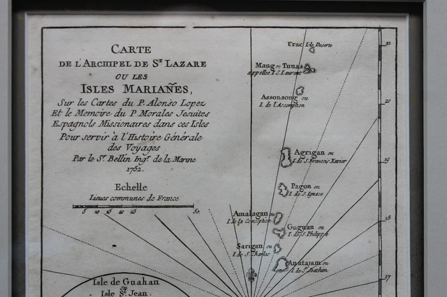ORIGINAL 18TH CENTURY map 1752, by Bellin, island of Guam and Mariana ...