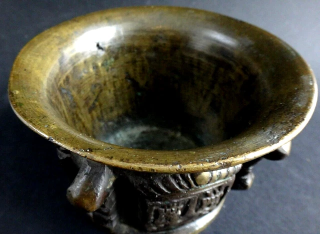 ANCIEN MORTIER APOTHICAIRE bronze haute époque XVII Antique mortar ...
