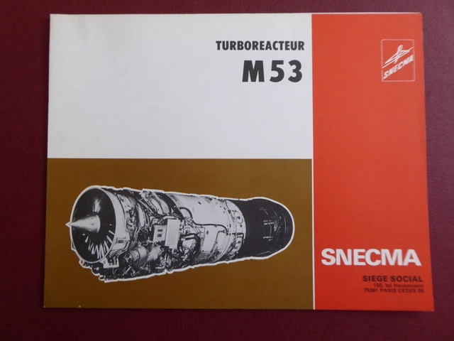 DEPLIANT PUBLICITAIRE SNECMA Turboreacteur Turbofan Engine M53 Mirage ...