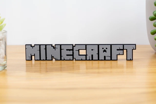3D PRINTED MINECRAFT Logo Wall Art Decoration - Small Size - 160mm x ...