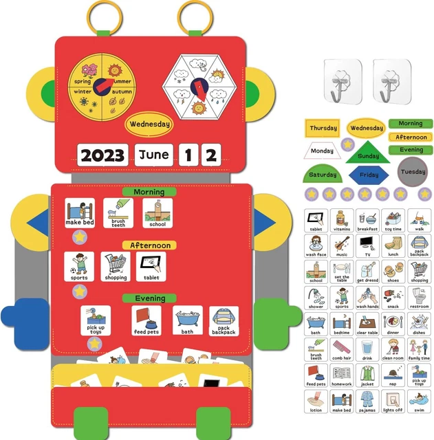 VISUAL SCHEDULE POCKET Chart,Daily Routine Chart for Kids with Autism ...