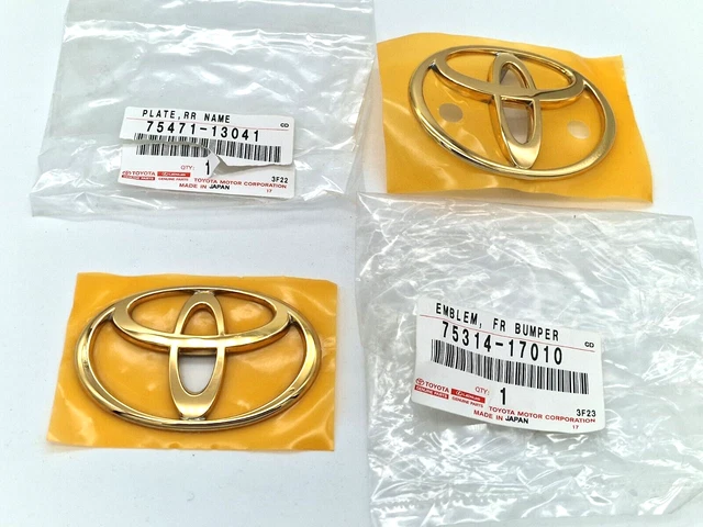 24CT GOLD PLATED GENUINE TOYOTA SUPRA MK4 JZA80 FRONT & REAR BADGES ...