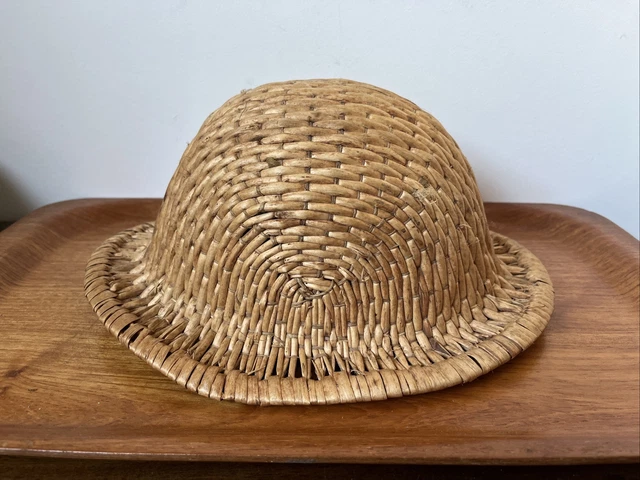 RARE - VINTAGE Wicker Helmet Safety Hard Hat - Bowler Style £34.00 ...