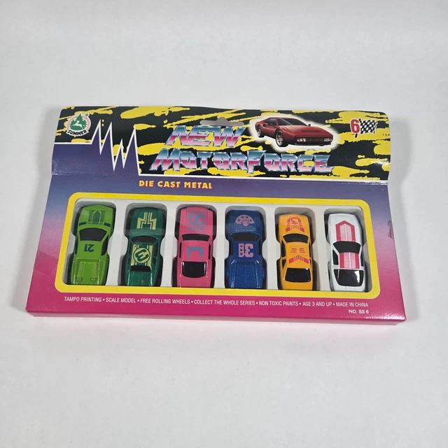 VINTAGE NEW MOTORFORCE Die-Cast 6 Car Set NOS Sealed 1/64 Scale Summer ...