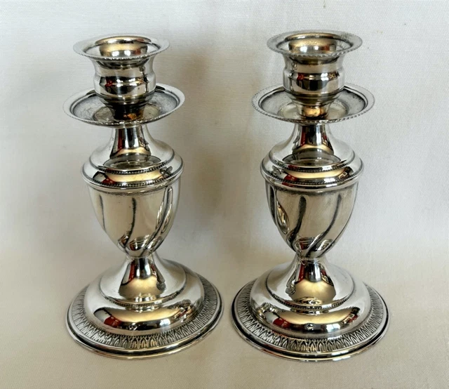 RARE PAIRE BOUGEOIRS Napoléon 1° Empire frises rais de cœurs argent massif 90 gr EUR 1,00 ...