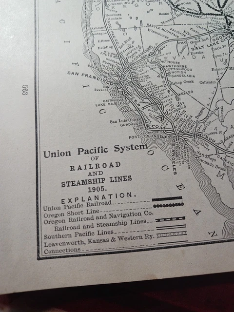 1905 DATED TRAIN Route Map UNION PACIFIC SYSTEM RAILROAD & STEAMSHIP ...