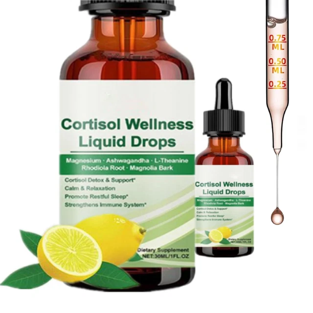 CORTISOL SUPPLEMENT LIQUID Drops,17-In-1 Cortisol Detox W. Magnesium ...