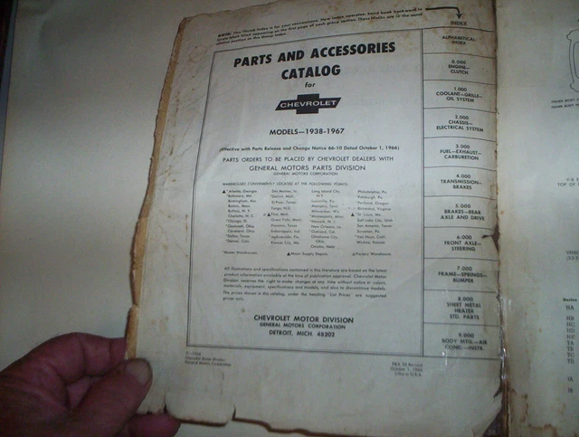 1938-1967 CHEVROLET PARTS And Accessories Catalog for Passenger Car & Corvette EUR 34,19 ...