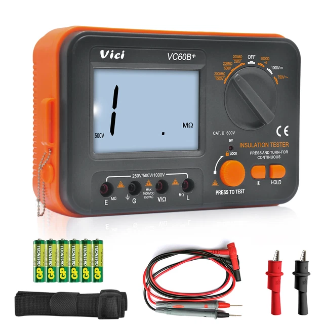 1000V INSULATION RESISTANCE Meter Ground Tester Portable 2000MΩ ...