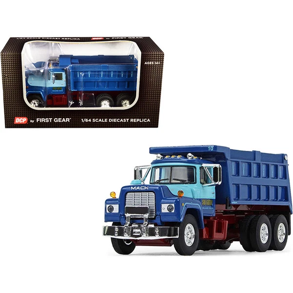 MACK R MODEL Tandem Axle Dump Truck "Sid Kamp" Dark Blue and Light Blue ...