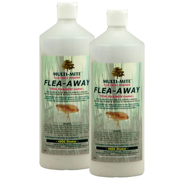 FLEA-AWAY FLEA POWDER Twin Pack 400G Shaker Bottles - Flea and Lice ...
