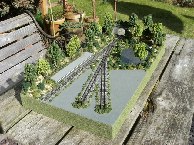 N GAUGE SCENIC model railway micro layout with station pond tunnel ...